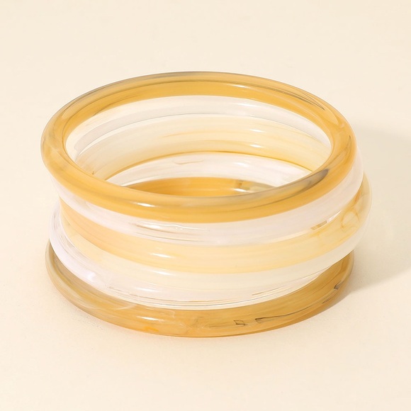 Jewelry | 6pcs Stackable Resin Bangle Multi Layered Bracelets | Poshmark